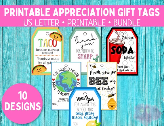 Teacher Appreciation Gift Tag BUNDLE Teacher Appreciation - Etsy