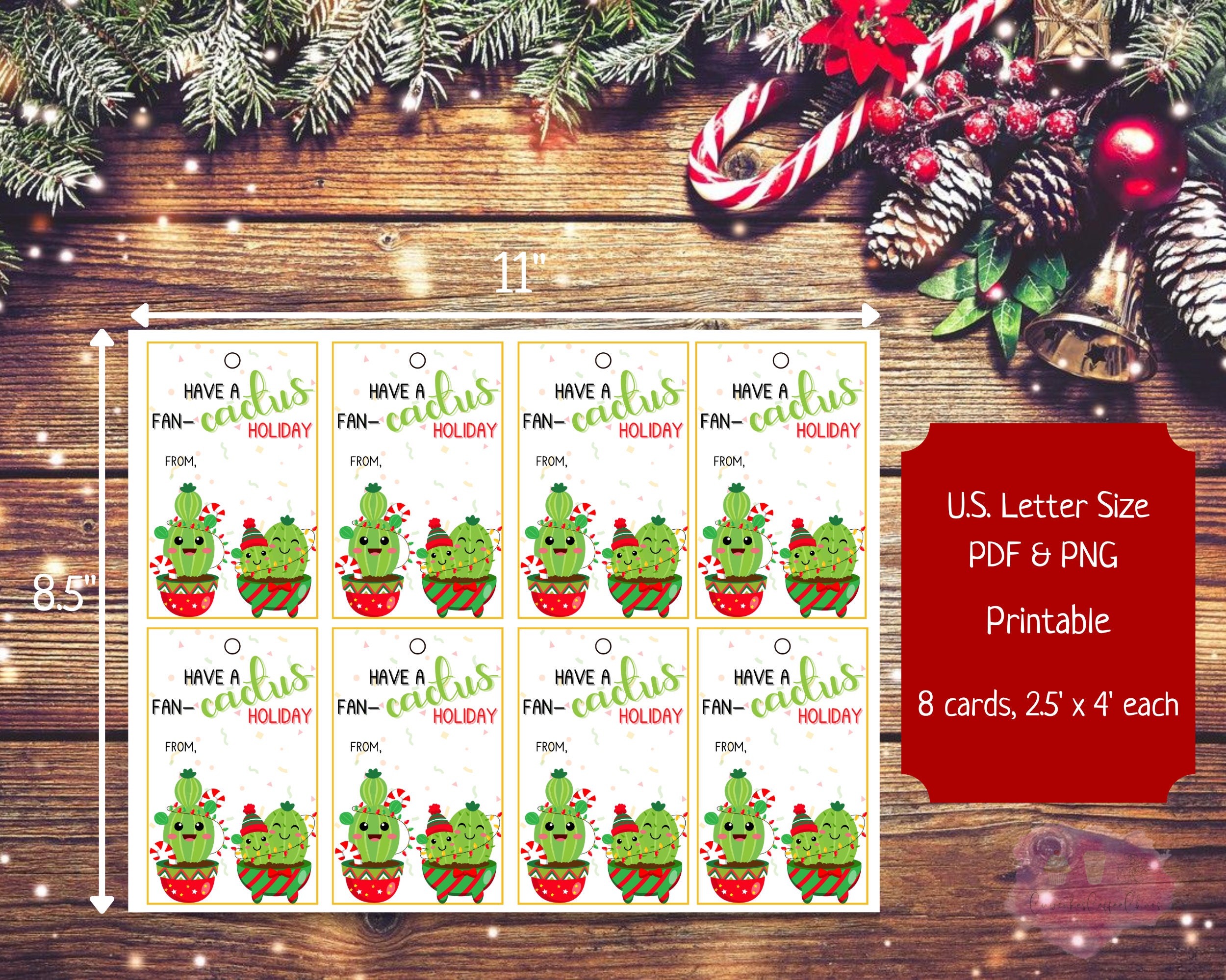 Have a Fan-cactus Holiday Gift Tag | Cute Christmas Cactus Tag | Treat ...