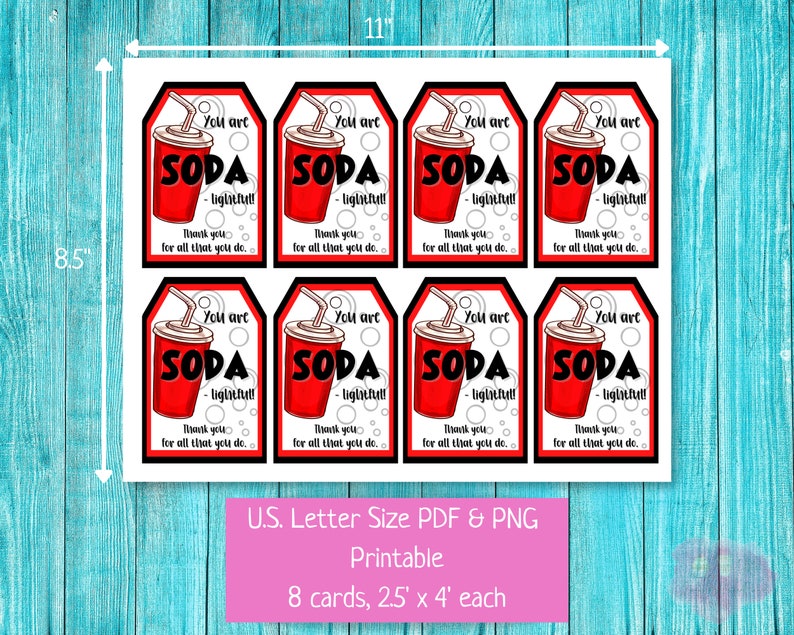 You Are Soda-lightful Tags | Teacher Appreciation Week | Staff ...