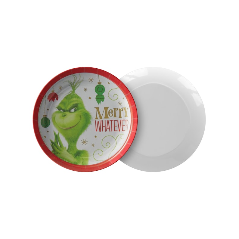 Merry Whatever Grinch Holiday Plate -table Decor - Etsy