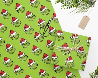 Grinch Wrapping Paper, Large Wrapping Paper Roll, Full Roll, Grinch Gift Paper, Christmas ...