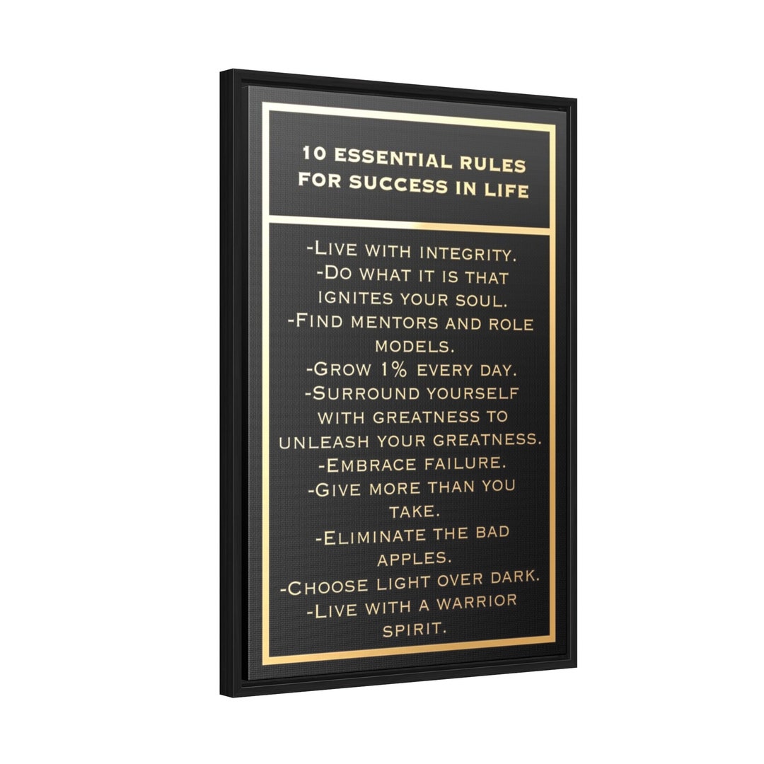 Rules for Success in Life Home Wall Decor Floating Frame 20x30 - Etsy