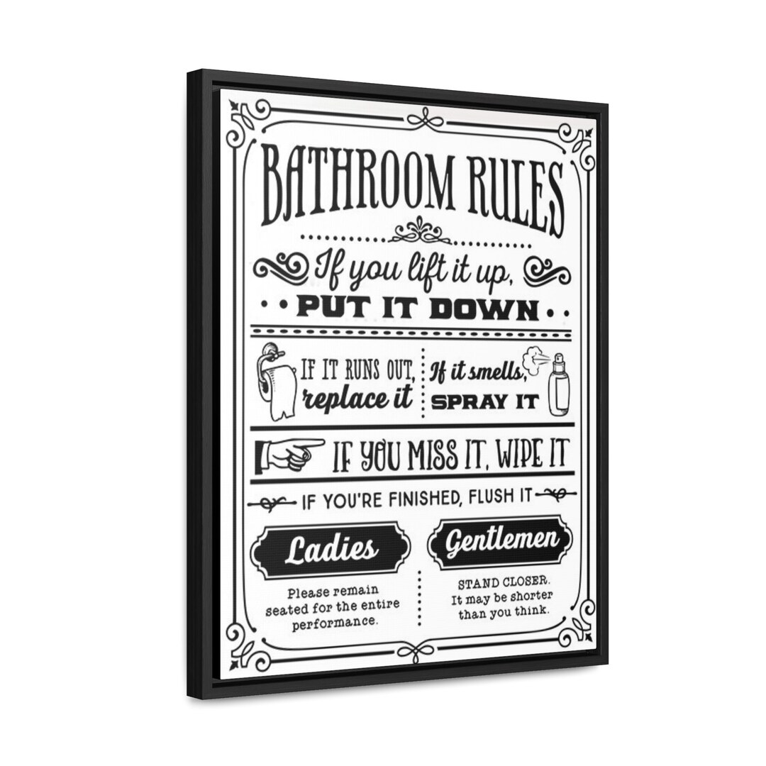 Bathroom Rules Wall Decor Floating Frame 16x20 - Etsy