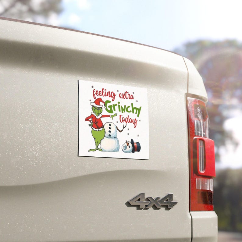 Feeling Extra Grinchy 5x5 Car Magnets | Holiday Decor, Christmas Gift ...