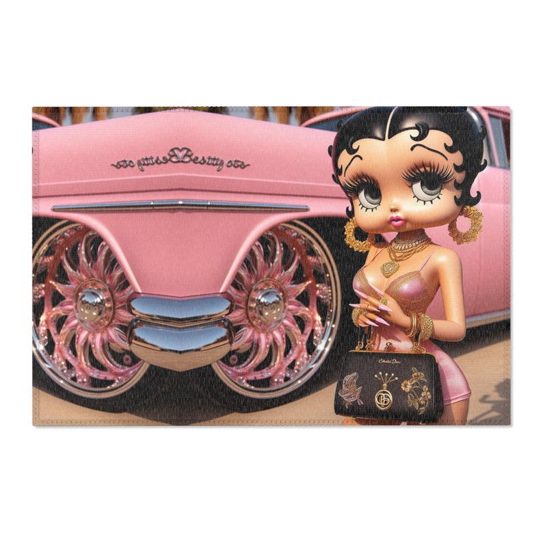 Betty Pink Classic Car Art Area Rug - Etsy