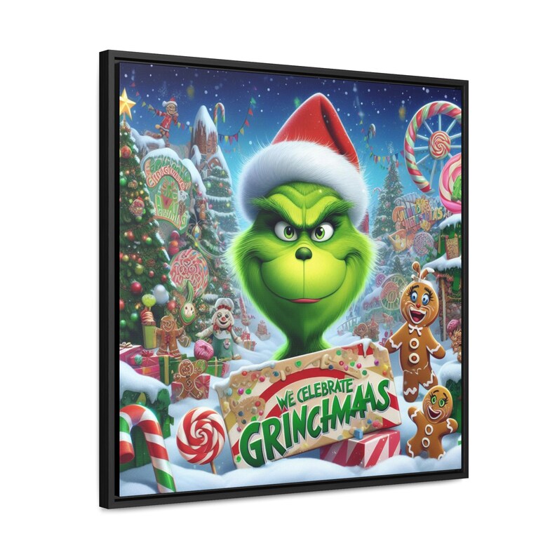 We Celebrate Grinchmas Floating Frame Canvas 24x24 - Christmas Decor ...