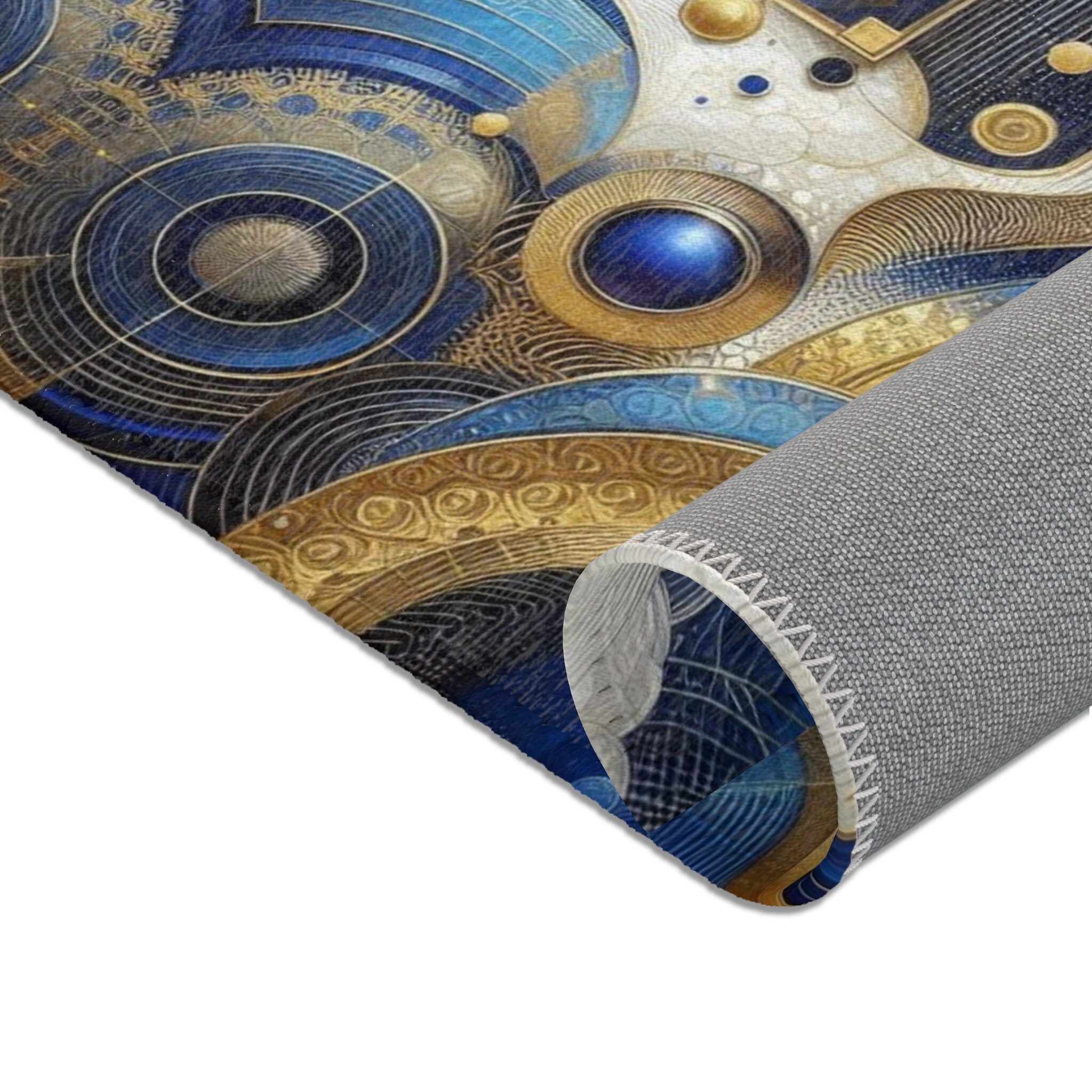 Royal Blue and Gold Geometrical Area Rug - Etsy