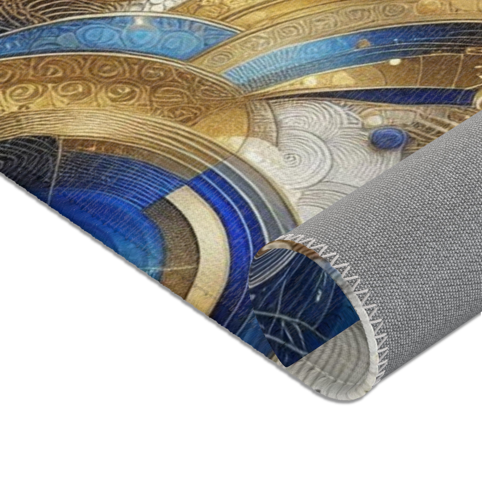 Royal Blue and Gold Geometrical Area Rug - Etsy