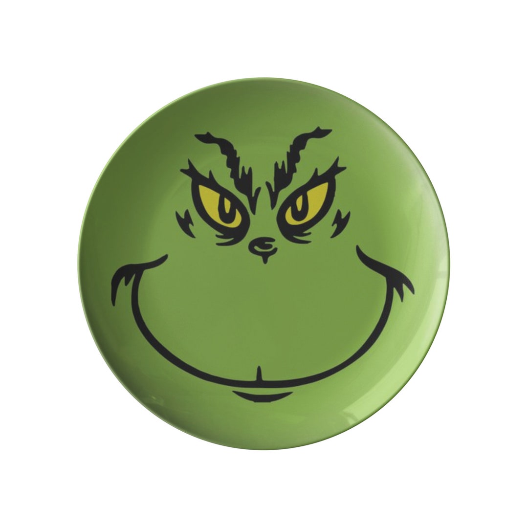 Grinch Face Holiday Plate - Table Decor - Etsy