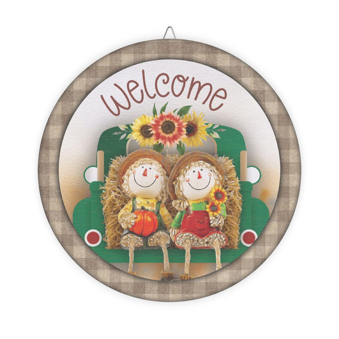 Welcome! Scarecrows Wood Sign 10x10 - Etsy