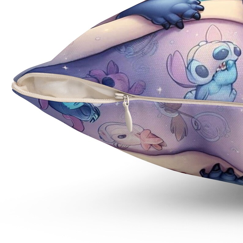 Bedtime With Stitch and Lilo Square Pillow - Etsy