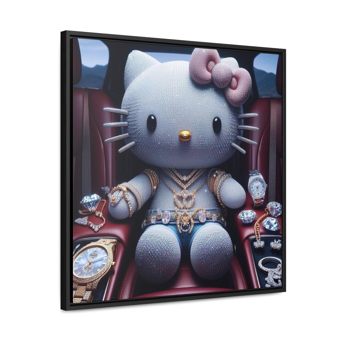 Hello Glam Kitty Floating Frame Canvas - Home Decor - Wall Art 24x24 - Etsy