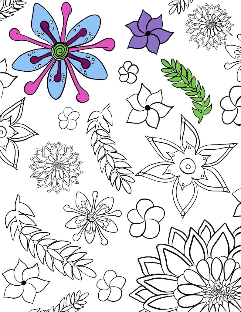 Flower Pattern Printable Coloring Page - Etsy