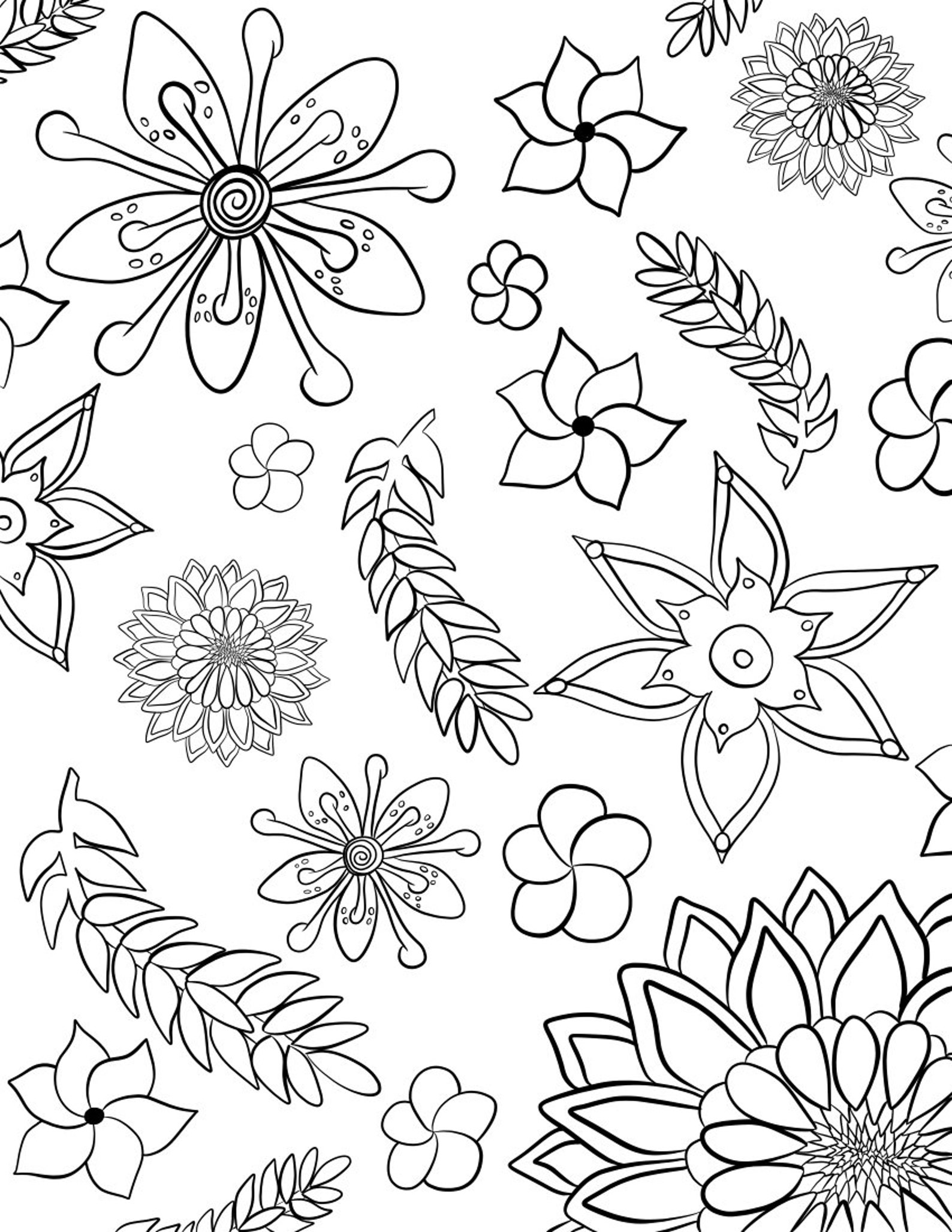 Flower Pattern Printable Coloring Page - Etsy
