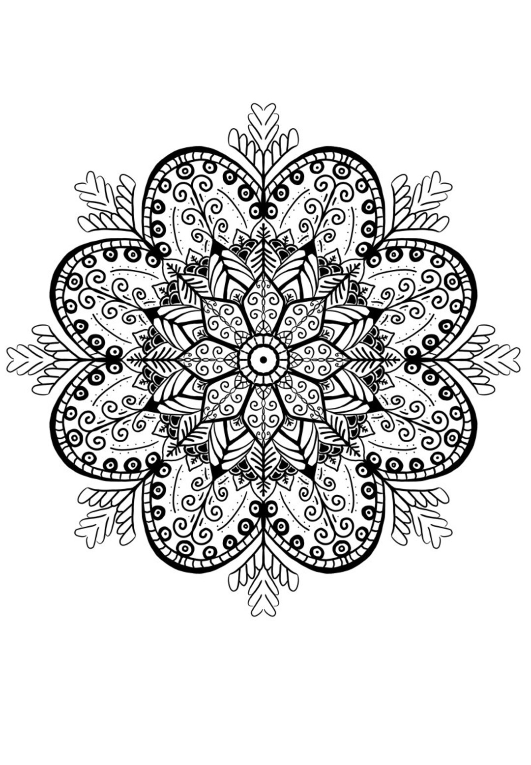 Flower Mandala Printable Coloring Page Etsy