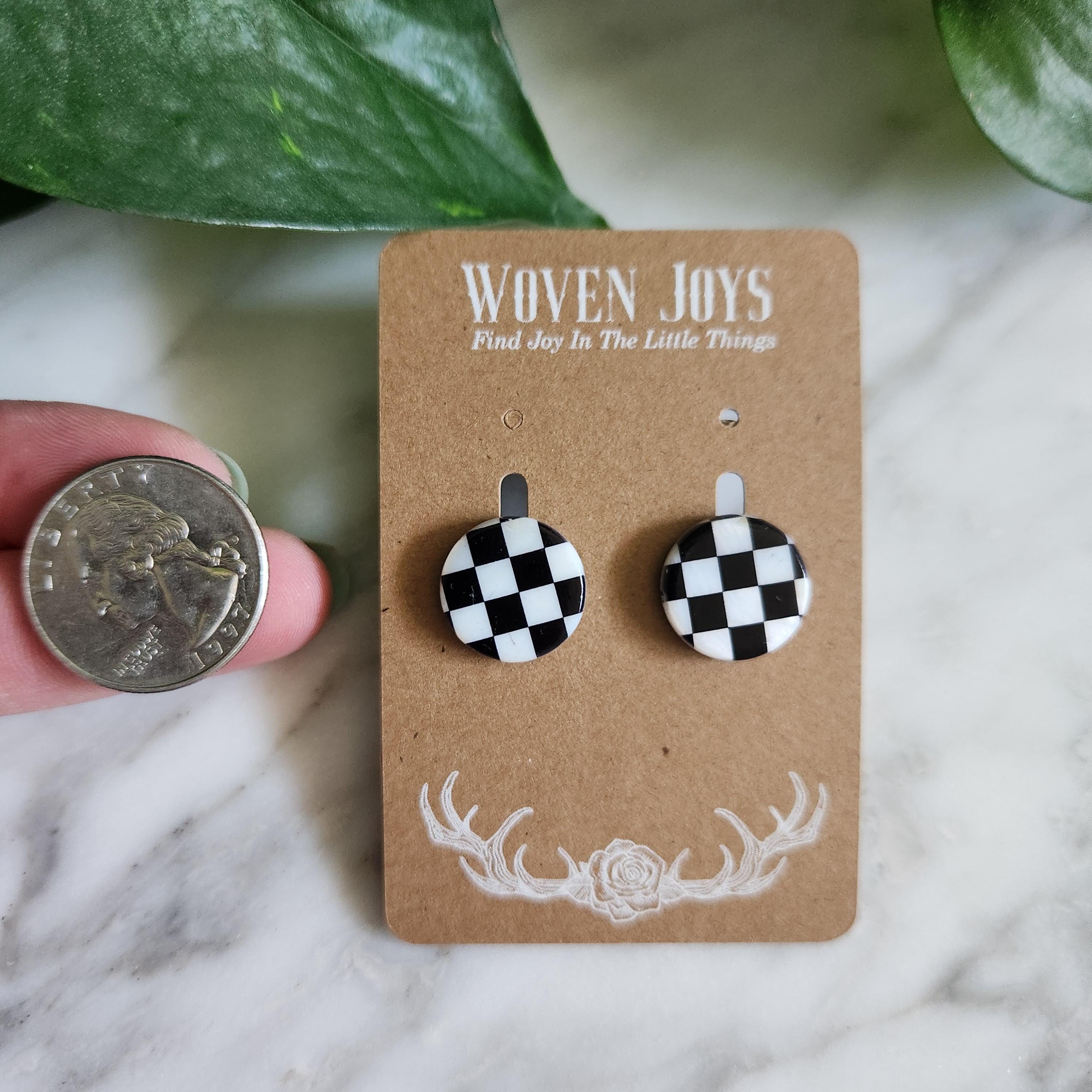 CHECKERED Pressed Shell Earrings, Checkered, Checker Jewelry, Ska ...