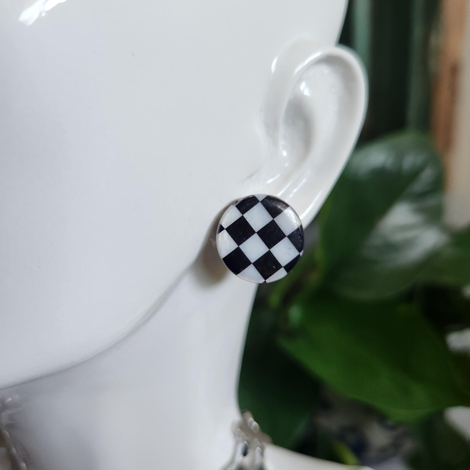 CHECKERED Pressed Shell Earrings, Checkered, Checker Jewelry, Ska ...