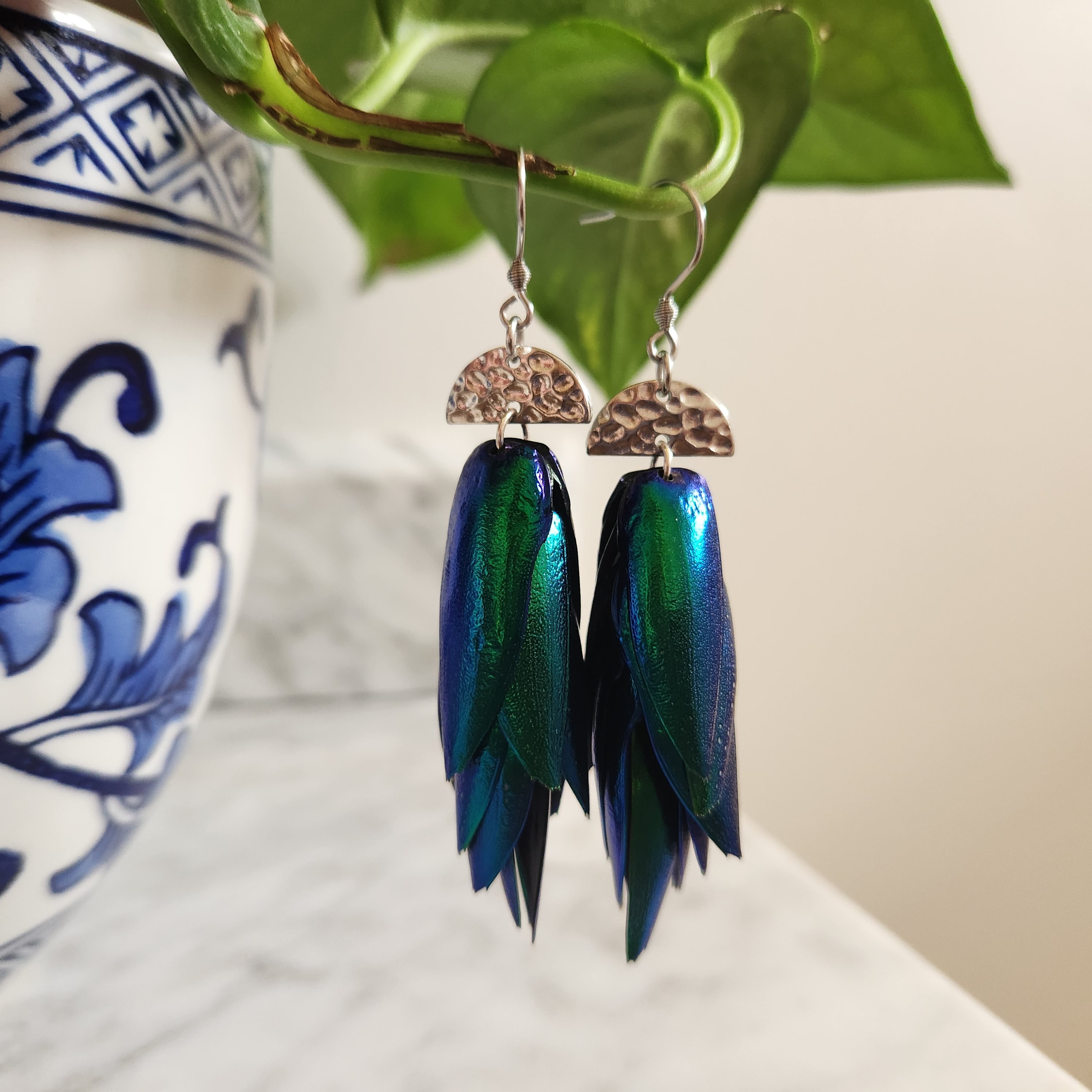 Real Elytra Beetle Wings Earrings Insect Wing Jewelry - Etsy
