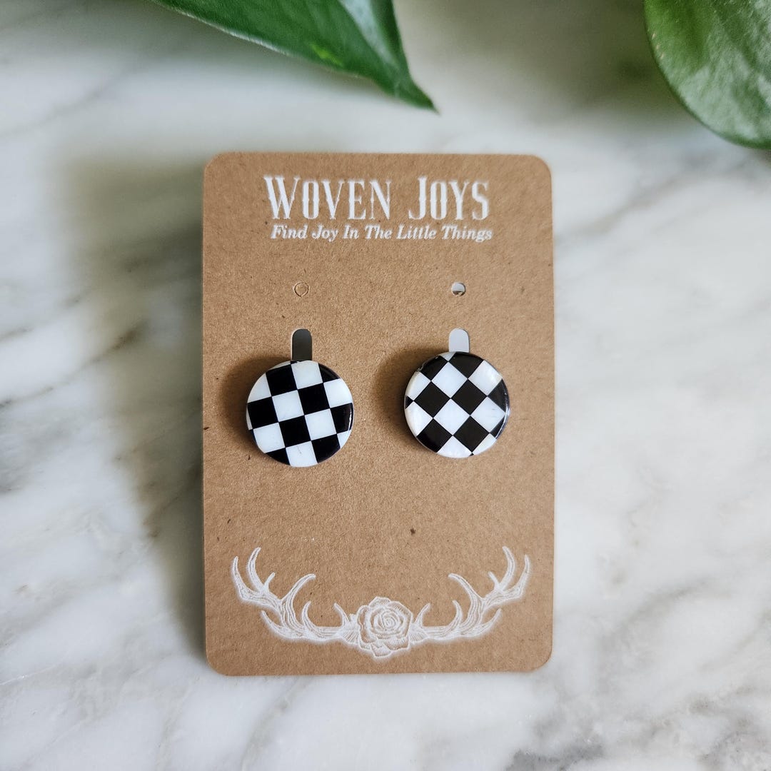 CHECKERED Pressed Shell Earrings, Checkered, Checker Jewelry, Ska ...