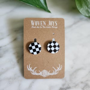 CHECKERED Pressed Shell Earrings, Checkered, Checker Jewelry, Ska ...