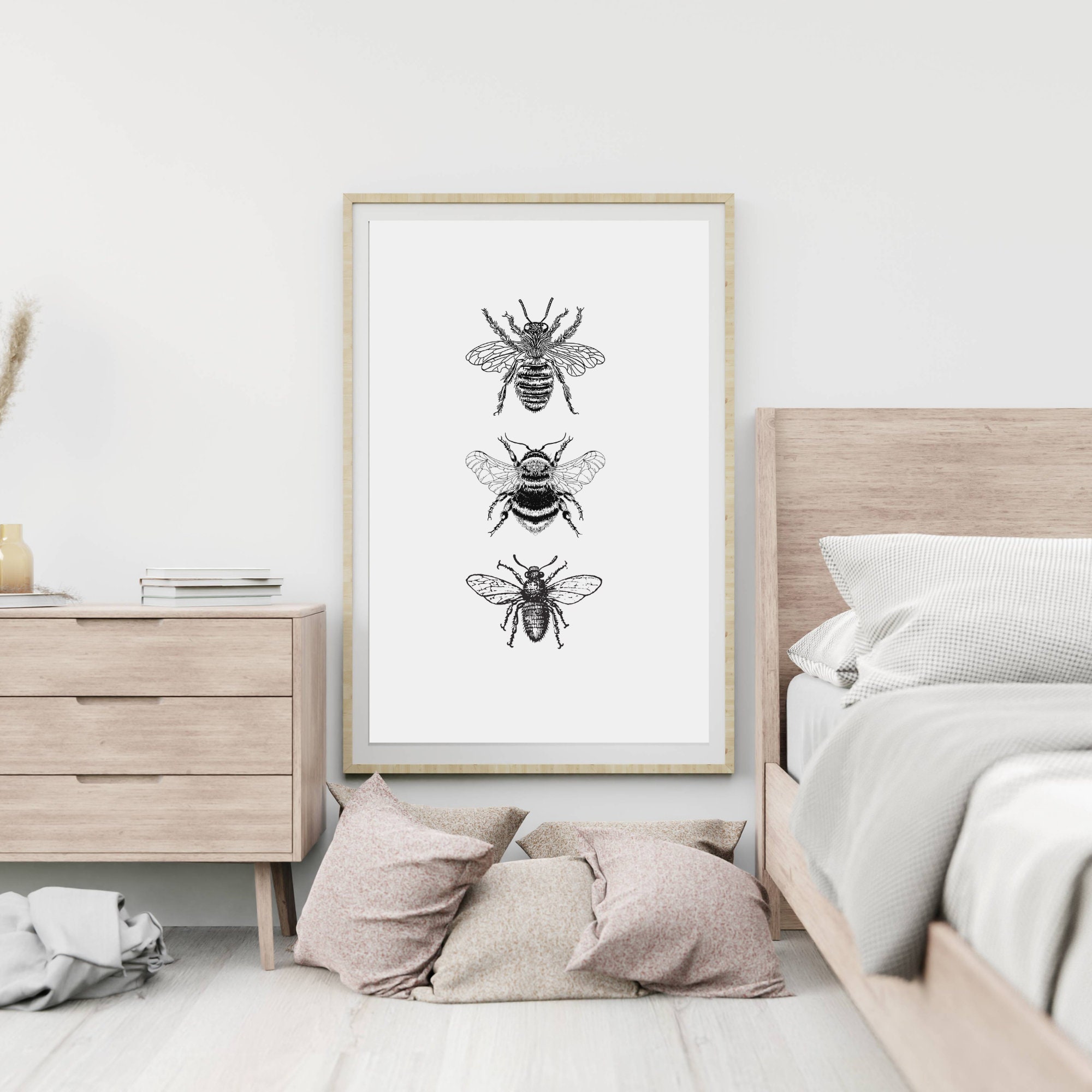 Bee Wall Art Decor Printable Vintage Decorations Print Instant Download ...