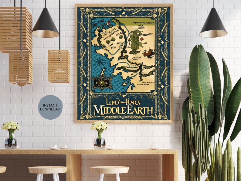 Middle Earth Map Lord of the Rings PNG, Instant Download Mordor Rings ...