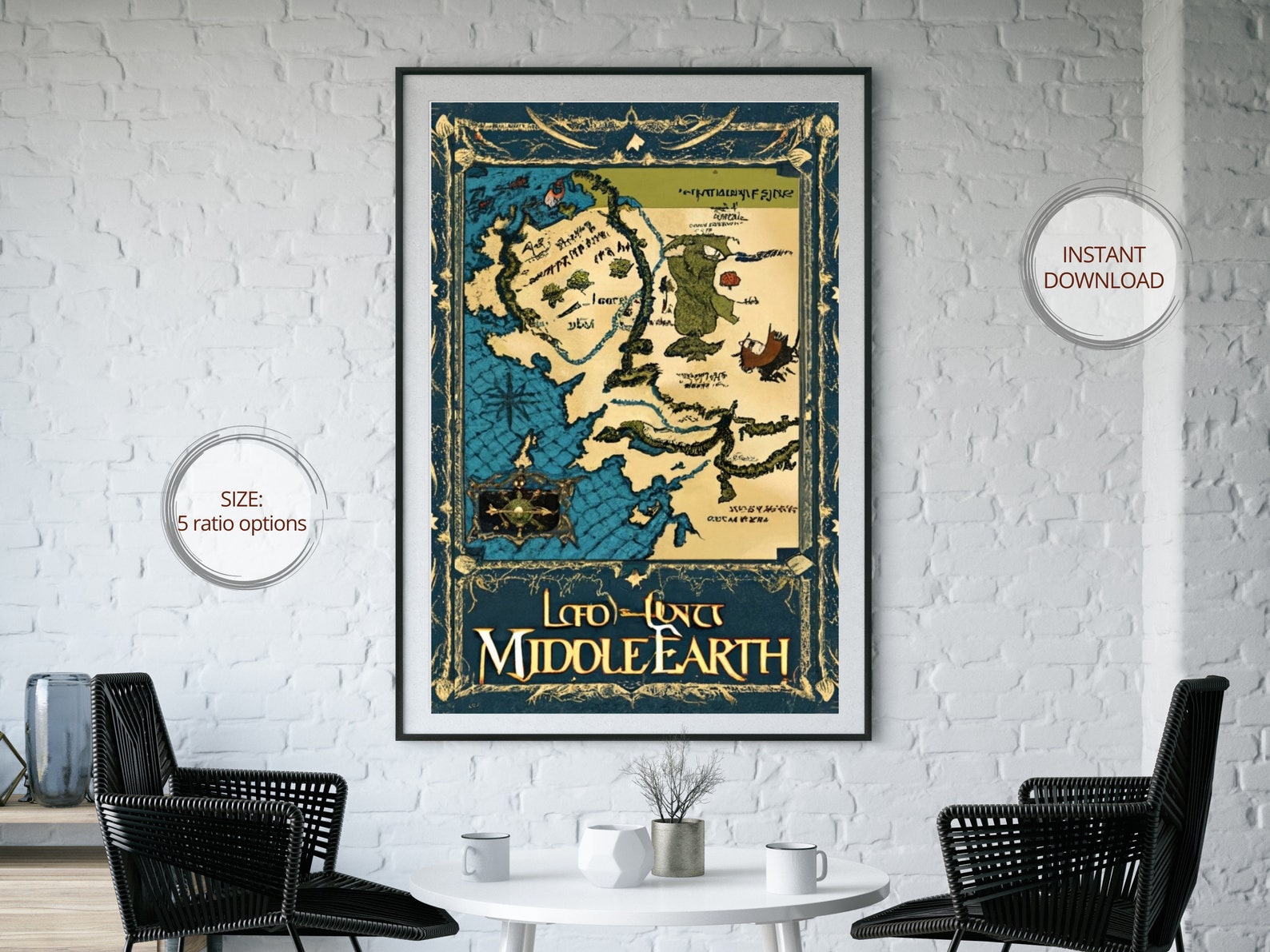 Middle Earth Map Lord of the Rings PNG, Instant Download Mordor Rings ...