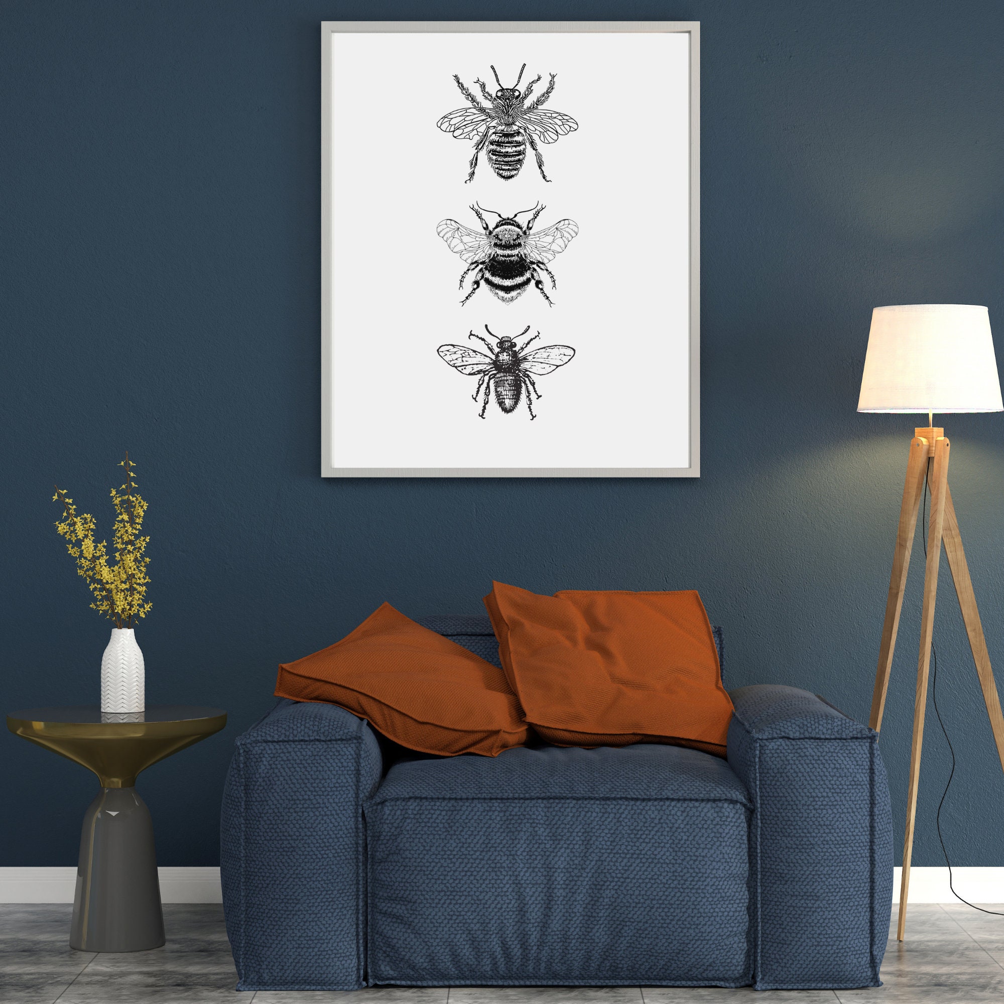 Bee Wall Art Decor Printable Vintage Decorations Print Instant Download ...