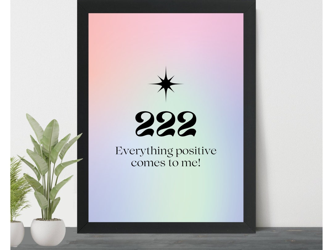 Original Angel Numbers 222 Poster Wall Art Print, Gradient Aura Angel ...