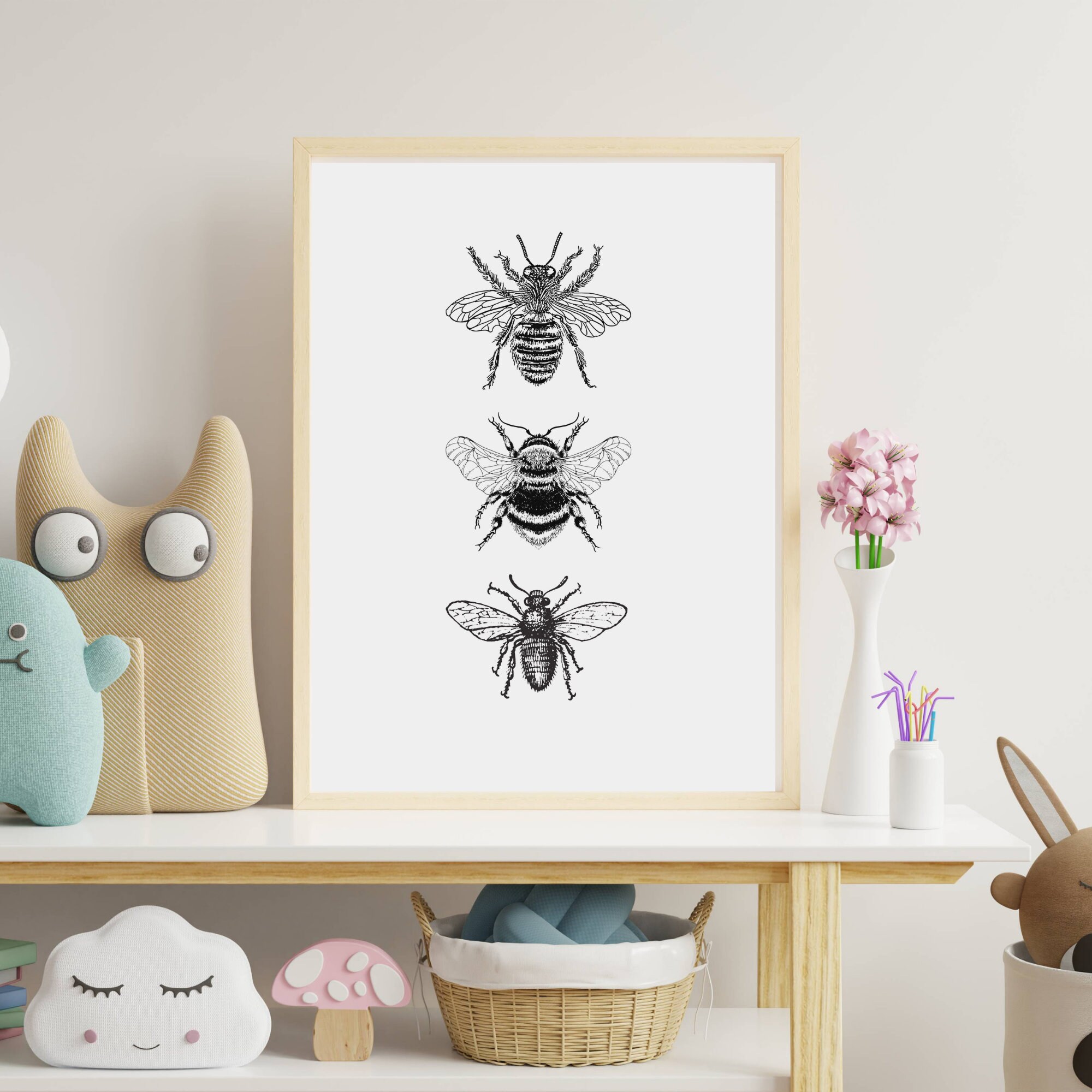 Bee Wall Art Decor Printable Vintage Decorations Print Instant Download ...