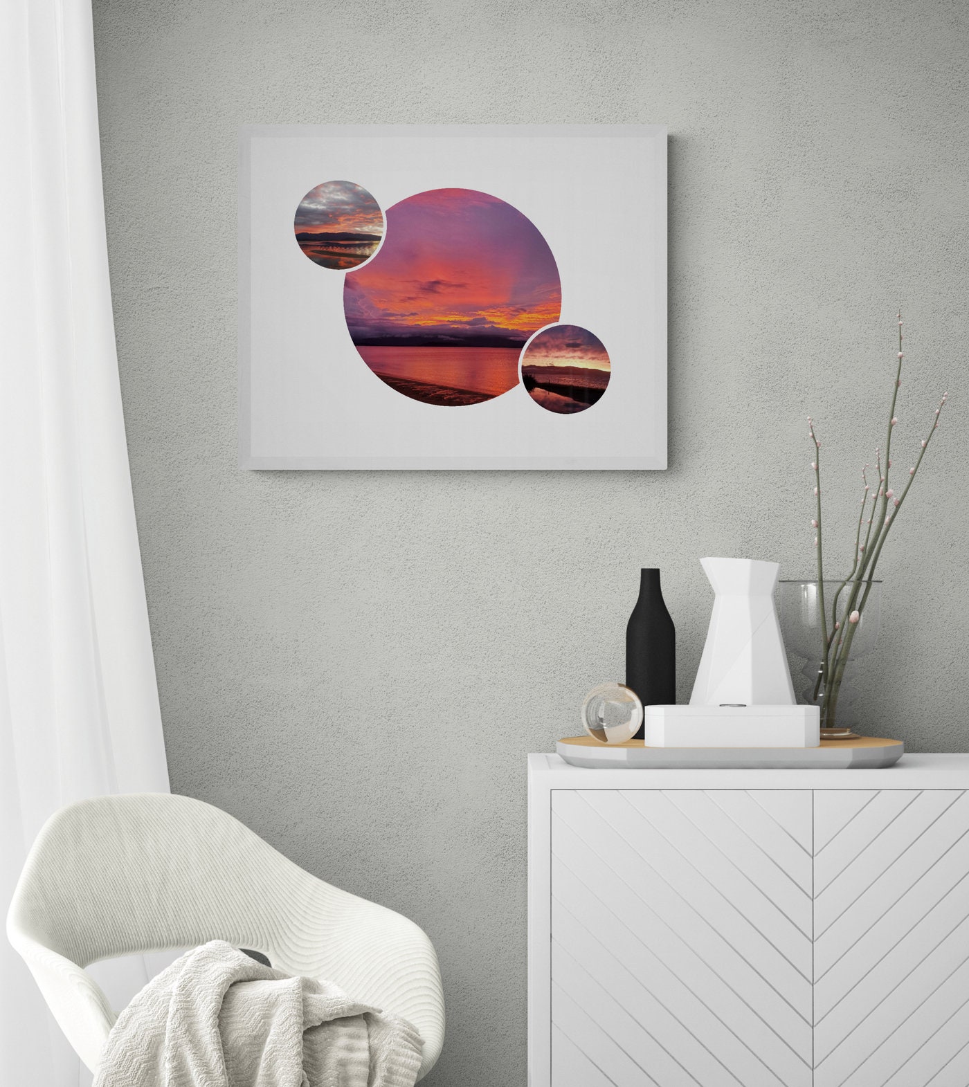 Vivid Sunset Reflections Collage. Collage Art in Horizontal Print ...