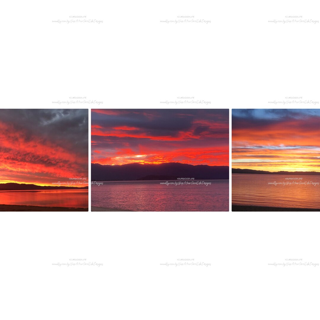 Fiery Sunset Collage. Digital Collage Print of Sunset Photography for ...