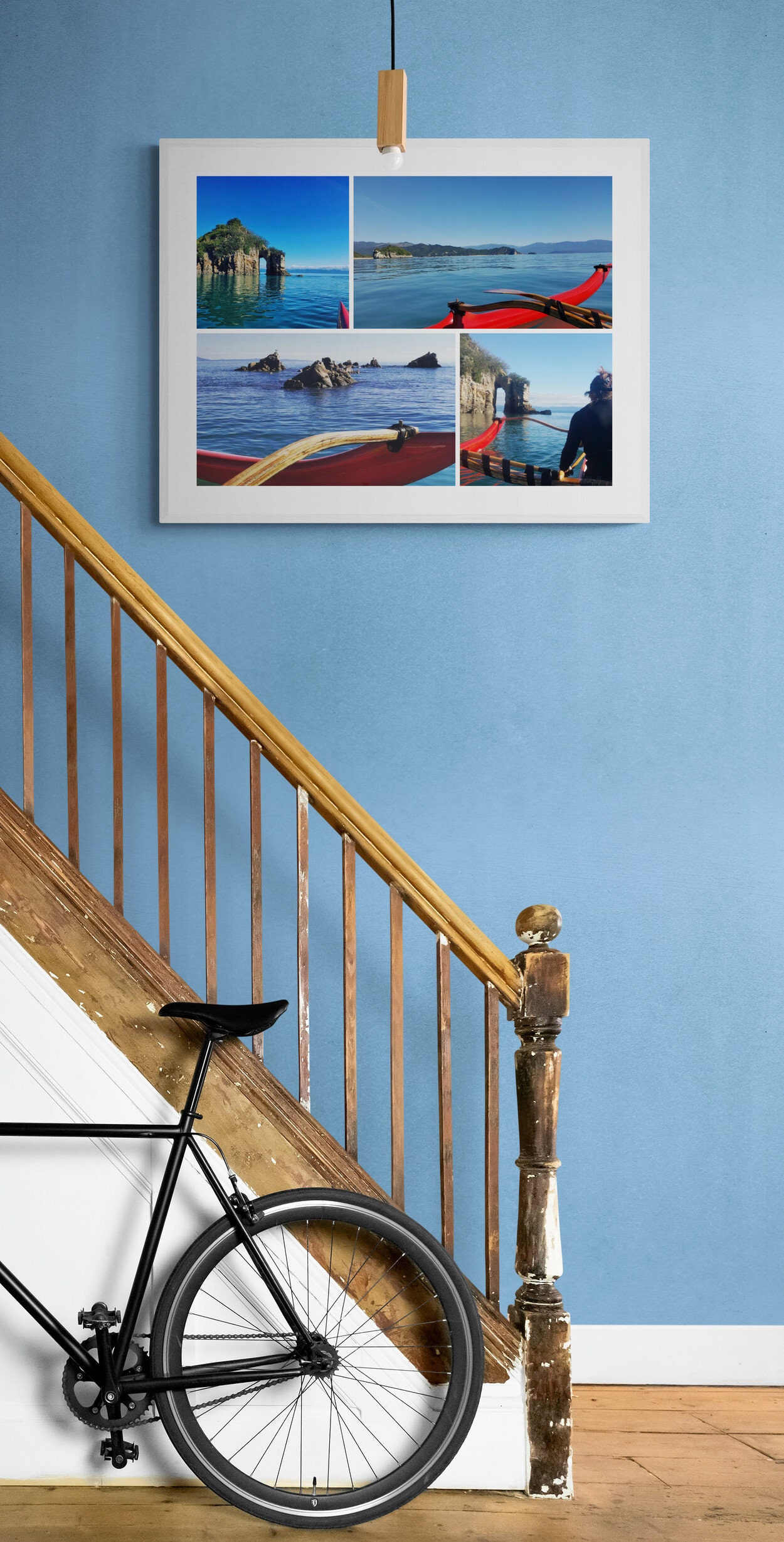 Red Outrigger Canoe Collage Poster Collage Print of Ocean Paddling ...