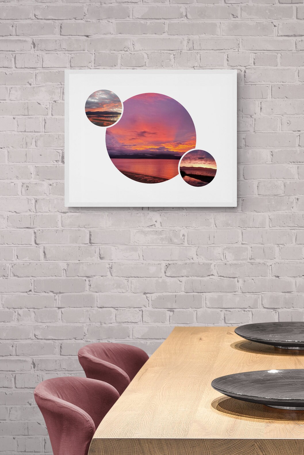 Vivid Sunset Reflections Collage. Collage Art in Horizontal Print ...