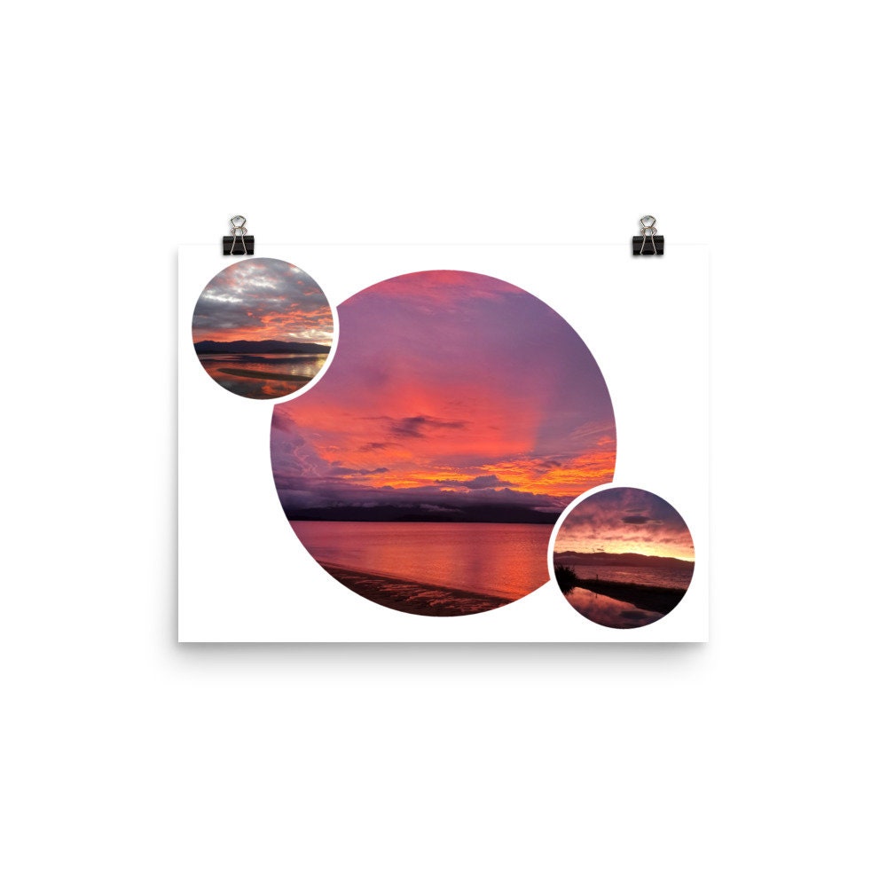 Sunset Collage Print 1. Collage Poster for Modern Wall Art. Vivid Beach ...