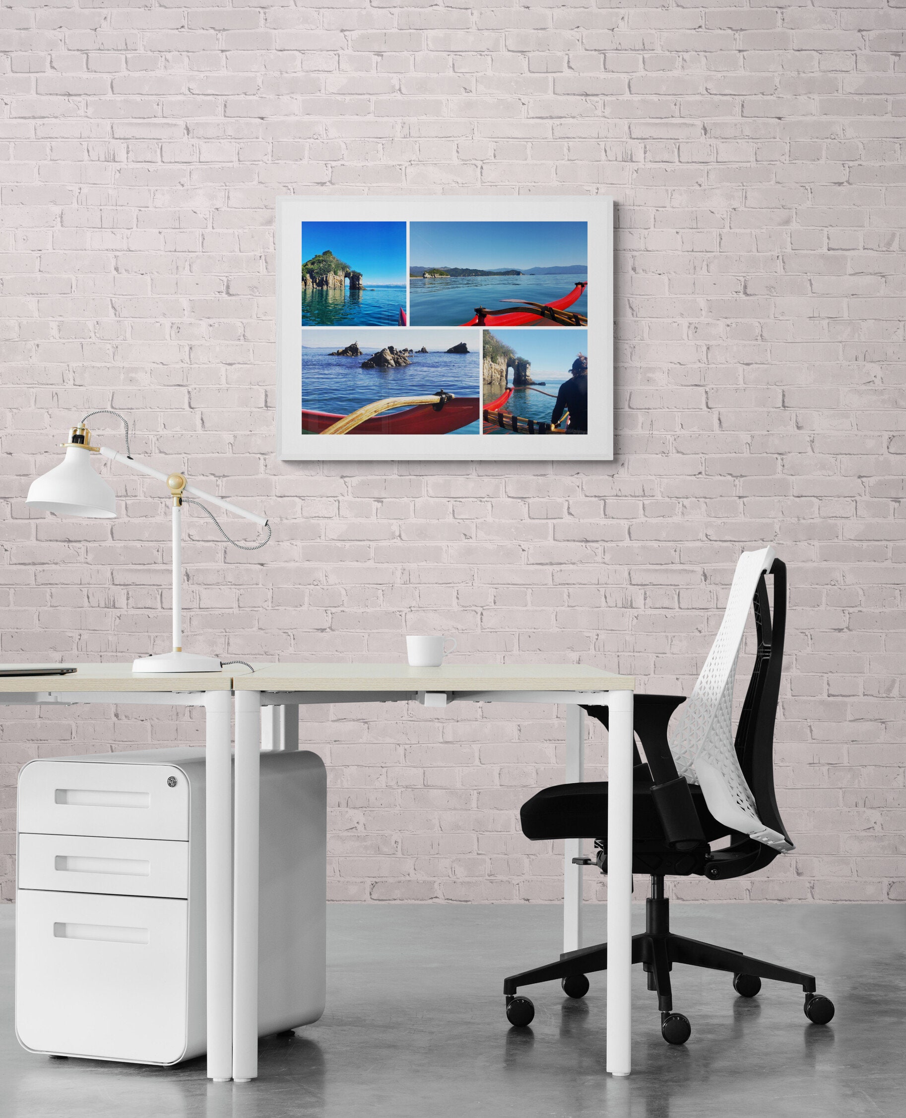 Red Outrigger Canoe Collage Poster - Collage of Ocean Photography ...