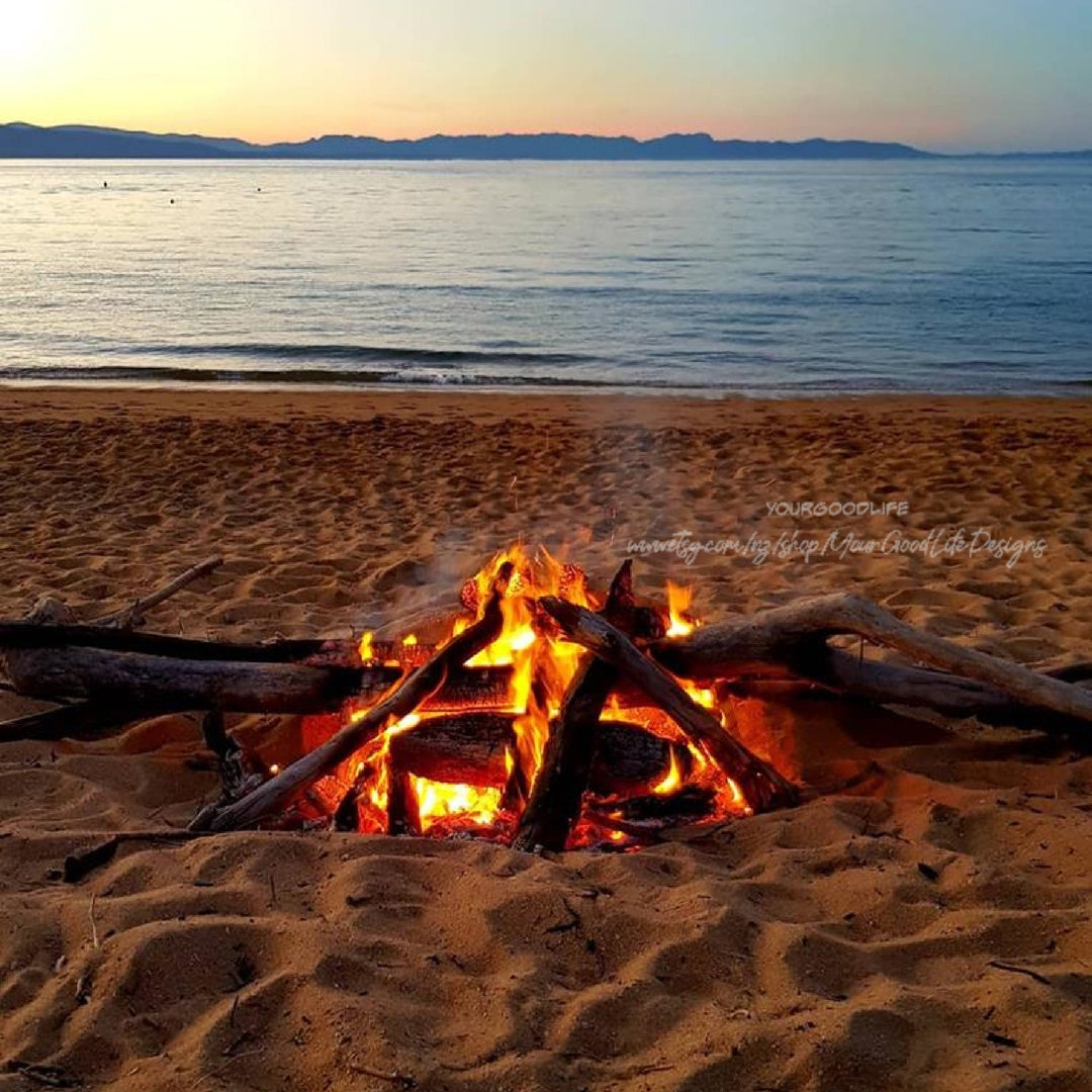 Beach Bonfire Digital Art Print. Printables, Beach Photography, Sunset ...