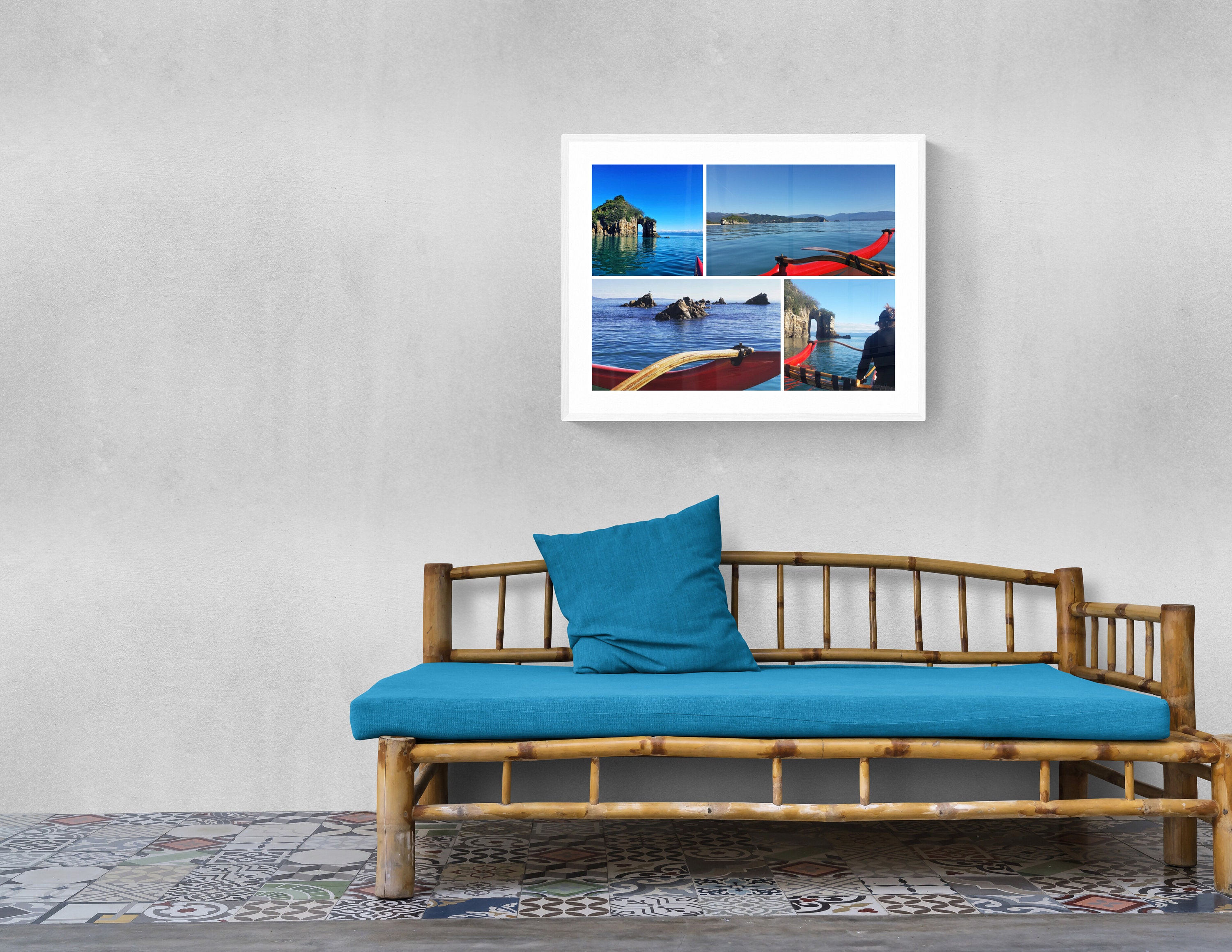 Red Outrigger Canoe Collage Poster Collage Print of Ocean Paddling ...