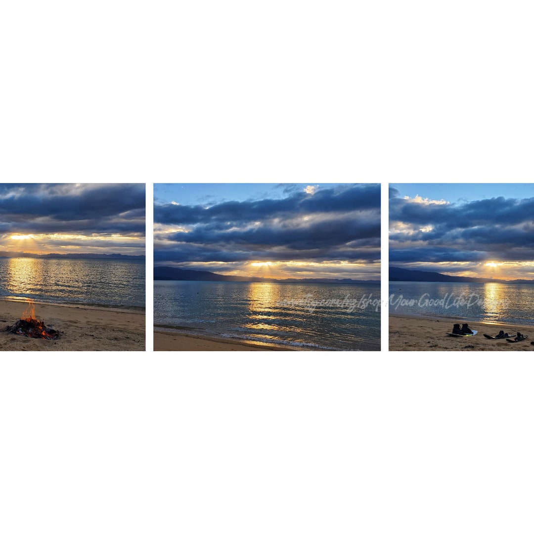 Sunset Beach Photo Collage Print. Digital Collage Set, Coastal Decor ...