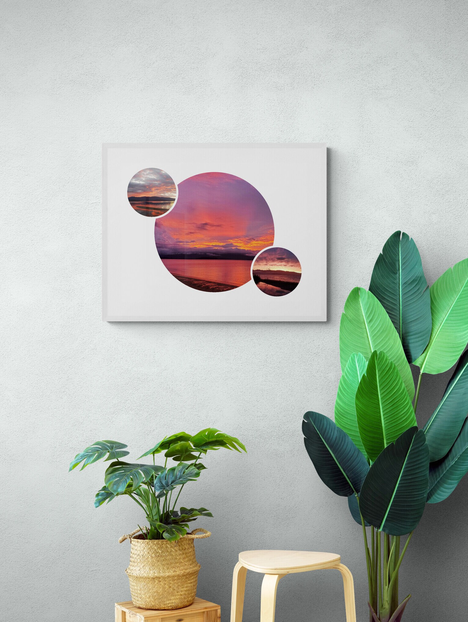 Vivid Sunset Reflections Collage. Collage Art in Horizontal Print ...