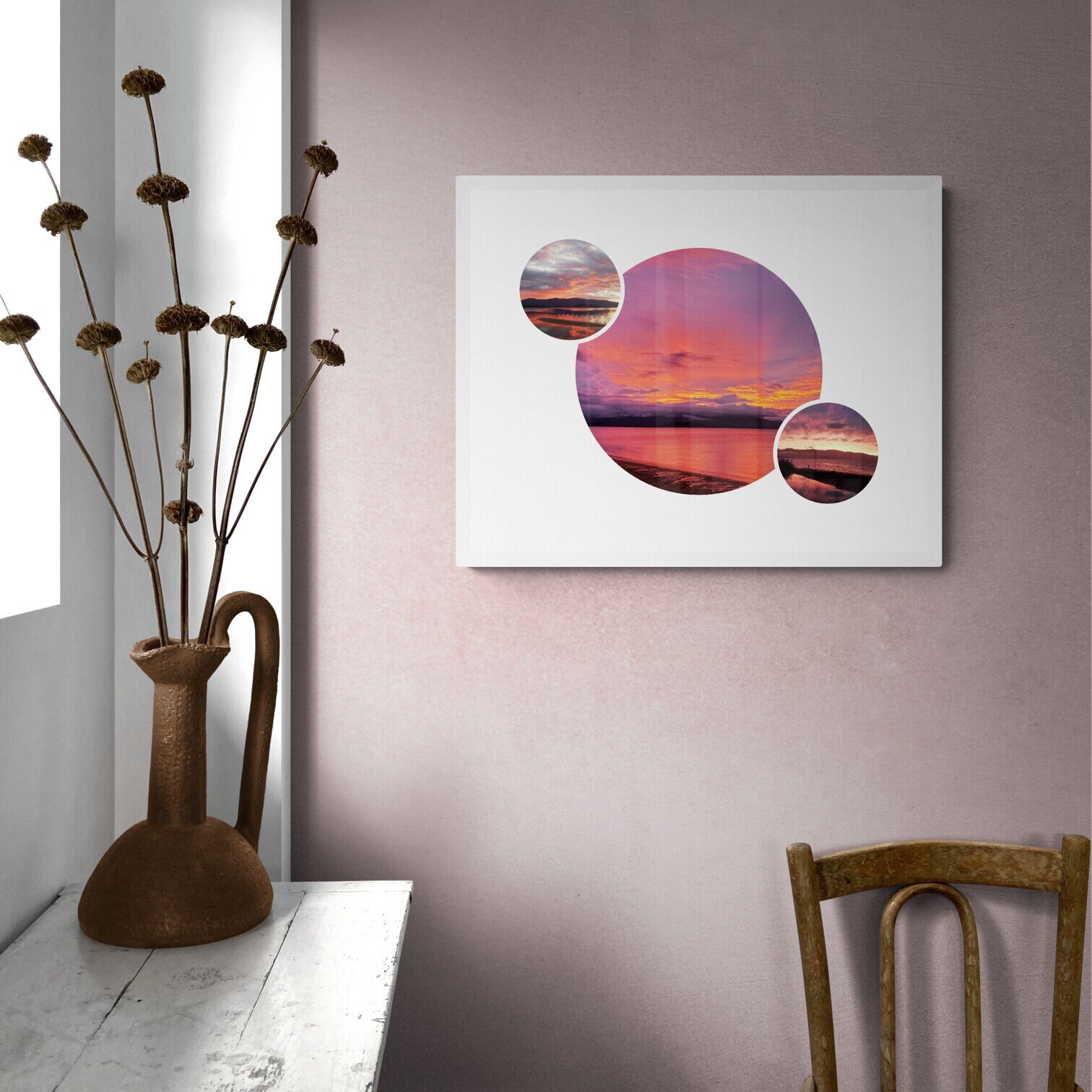 Vivid Sunset Reflections Collage. Collage Art in Horizontal Print ...