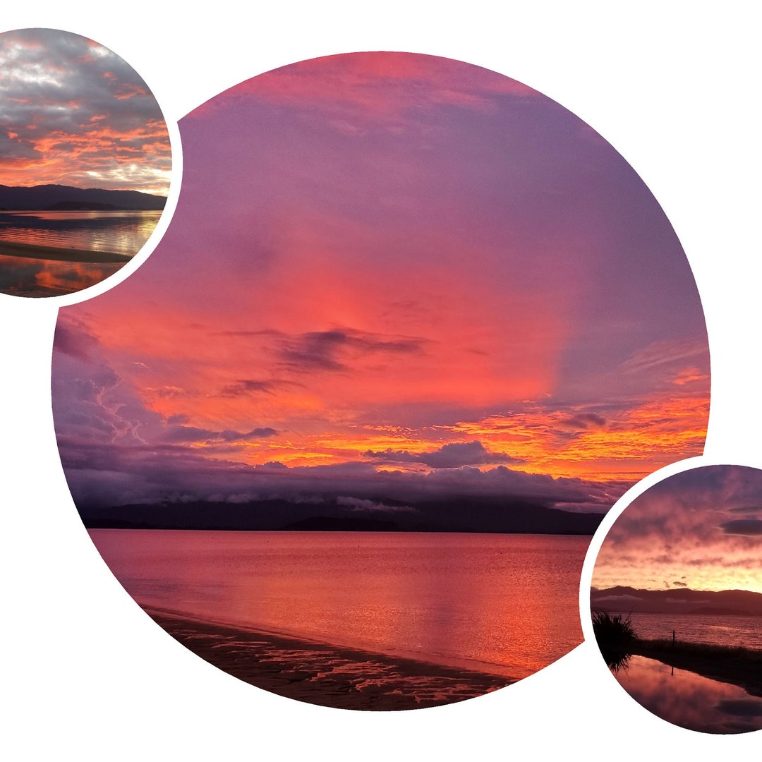 Vivid Sunset Reflections Collage. Collage Art in Horizontal Print ...