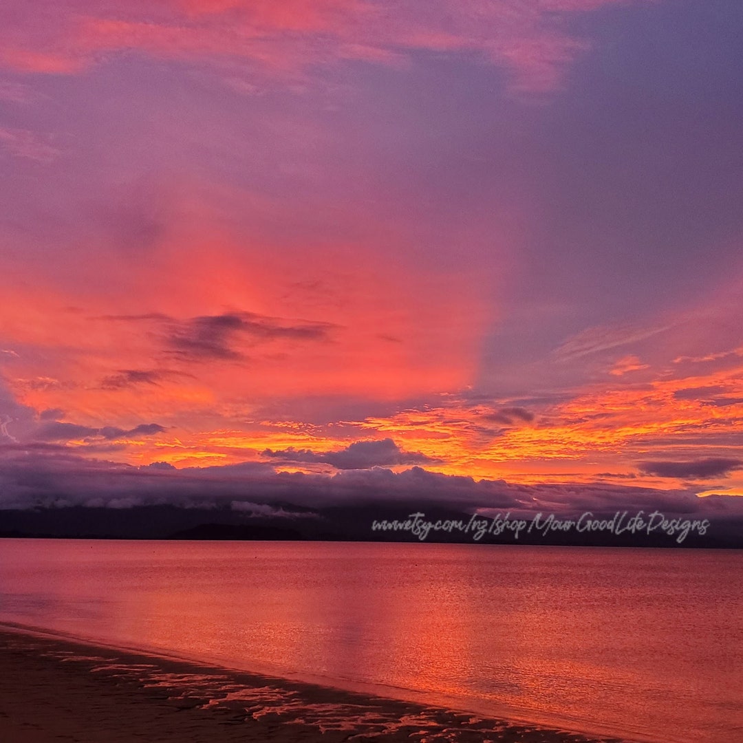 Digital Photo Print of Rose-gold & Purple Sunset Reflections. Sunset ...