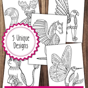 5 Alebrije Coloring Pages, Mexican Alebrijes Coloring Pages Bundle ...