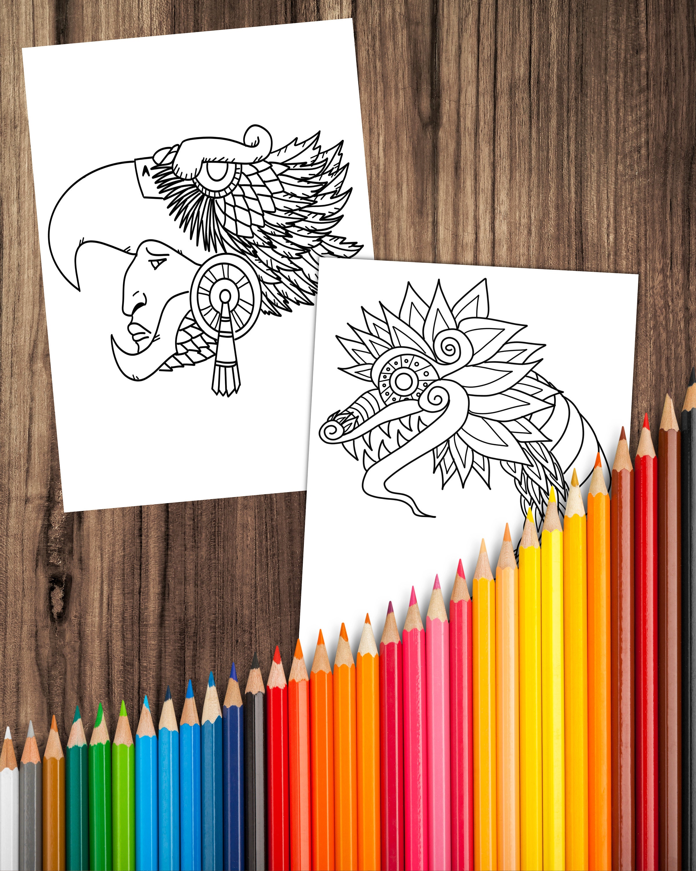 6 Prehispanic Coloring Pages Mexican Prehispanic Coloring - Etsy