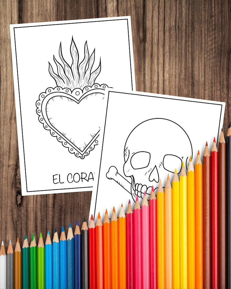 16 Lotería Coloring Pages, Mexican Lotería Coloring Pages Bundle, Adult ...