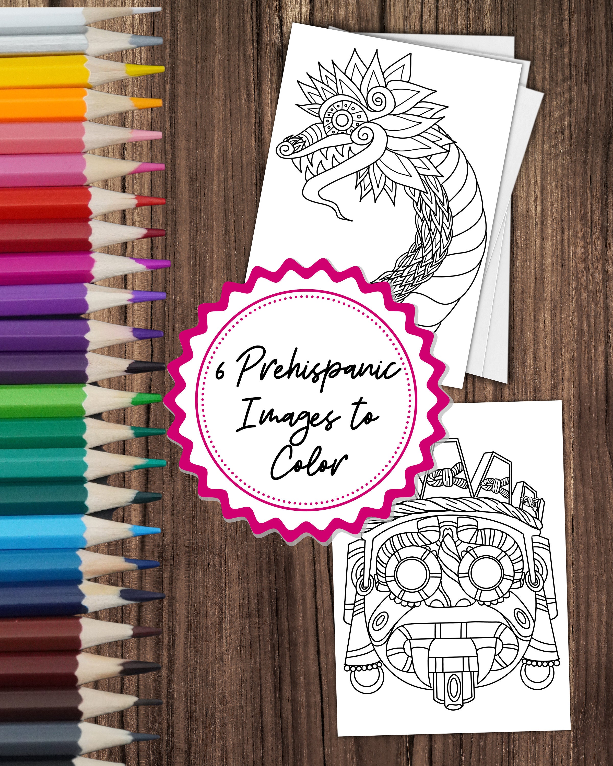 6 Prehispanic Coloring Pages, Mexican Prehispanic Coloring Pages Bundle ...
