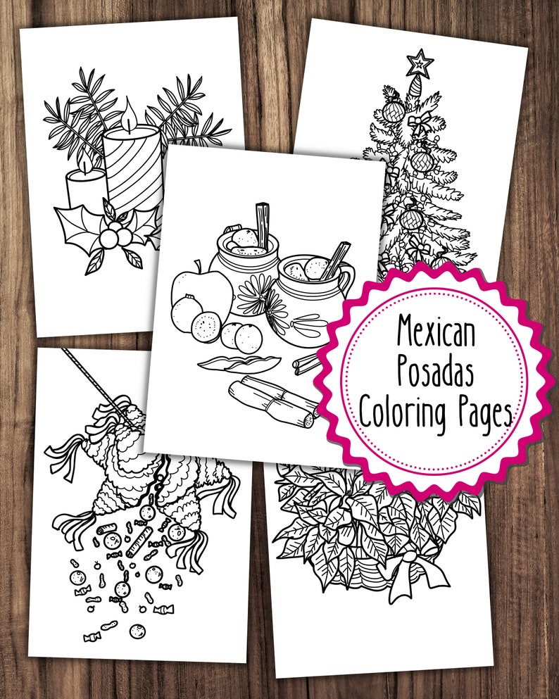 5 Mexican Posadas Coloring Pages, Christmas Coloring Pages Bundle ...