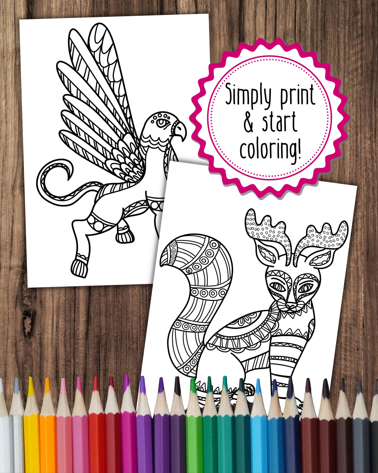 5 Alebrije Coloring Pages, Mexican Alebrijes Coloring Pages Bundle ...