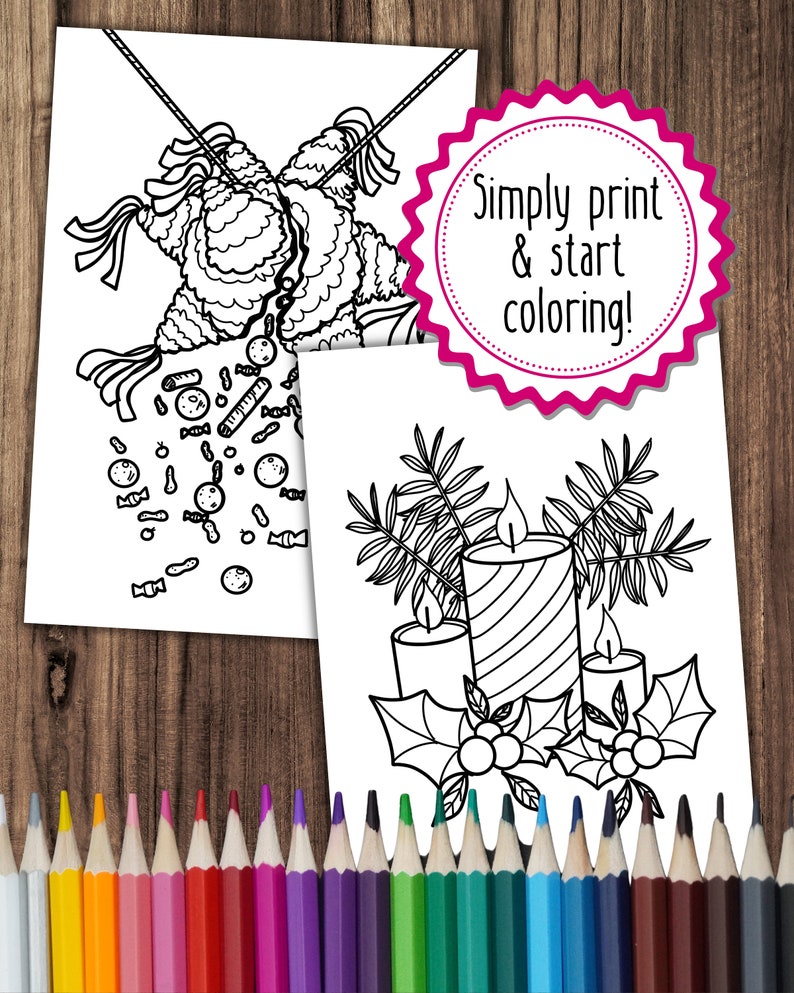 5 Mexican Posadas Coloring Pages, Christmas Coloring Pages Bundle ...